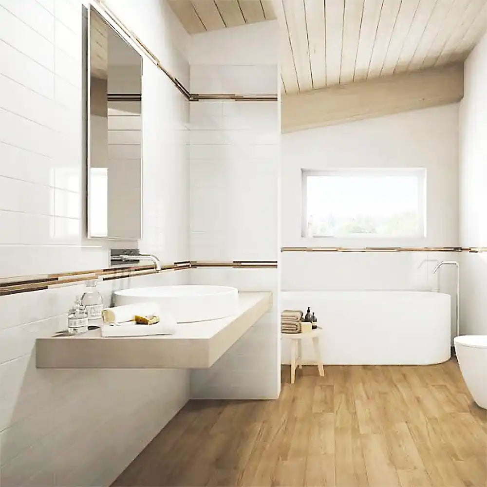 Flat White Gloss 10cm x 30cm Gloss Wall Tile – Crocatile