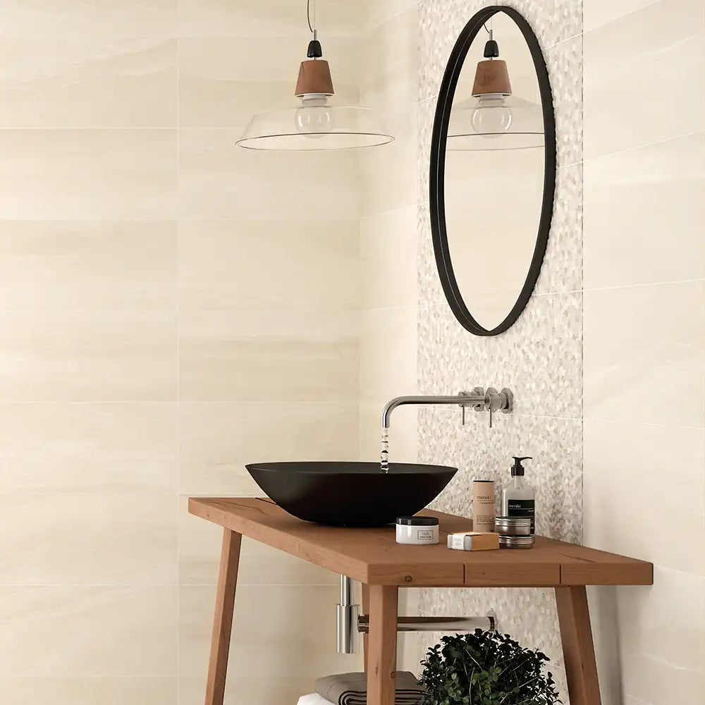 Wind Ivory 25cm x 50cm Matt Wall Tile – Crocatile