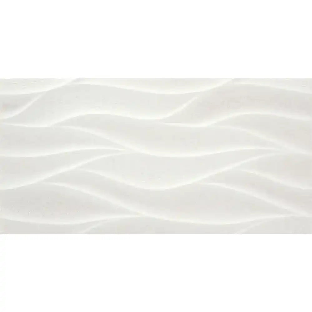 Wind White Wave Decor 25cm x 50cm Matt Wall Tile – Crocatile