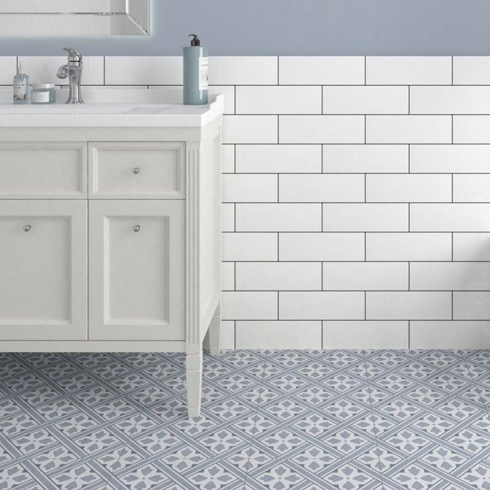 Patterned Durham Blue 33cm x 33cm Wall & Floor Tile – Crocatile