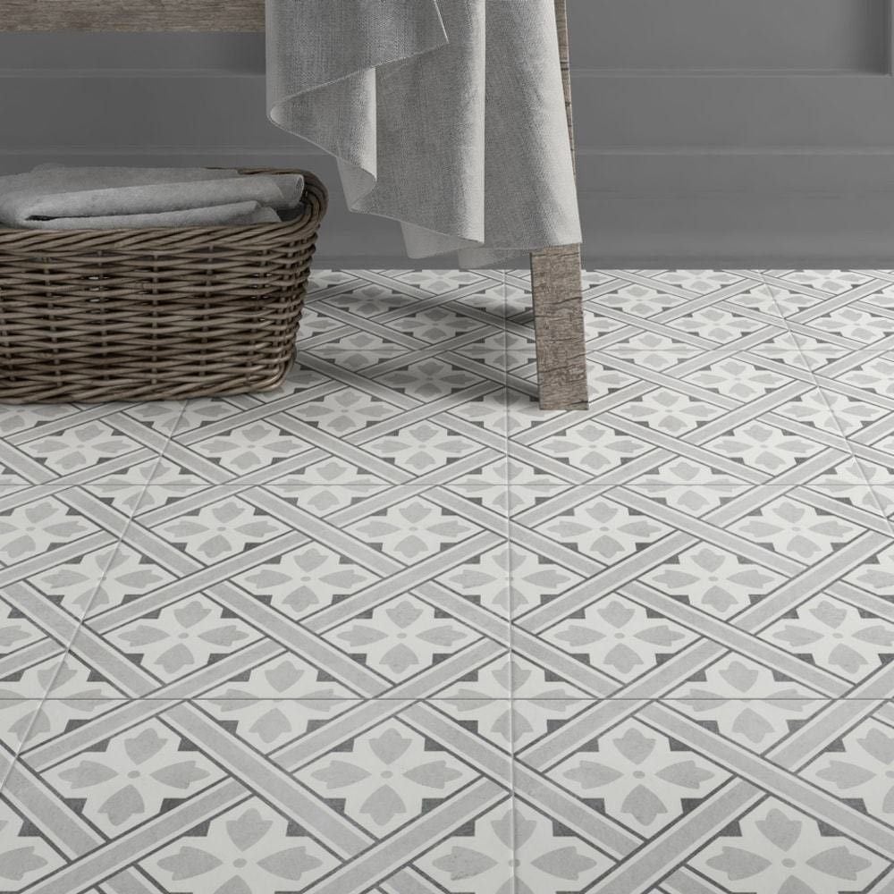 Patterned Durham Grey 33cm x 33cm Wall & Floor Tile – Crocatile